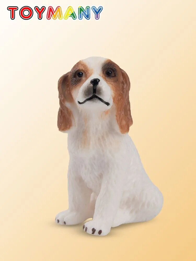 Toymany Фигурка домашнего животного, Фигурка сидящего печеночного и белого щенка Кокер-спаниеля, игрушка для детей, 1.7x3.9x4.1 см