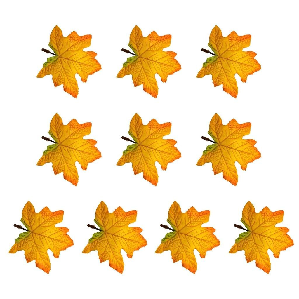 10 реалистичных кленовых листьев из ткани и пластика, Стиль А