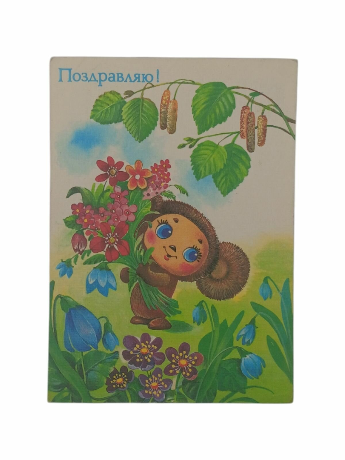 Советская почтовая открытка, Поздравляю! Художник Т. Жебелева. Сделано в СССР. Чистая.