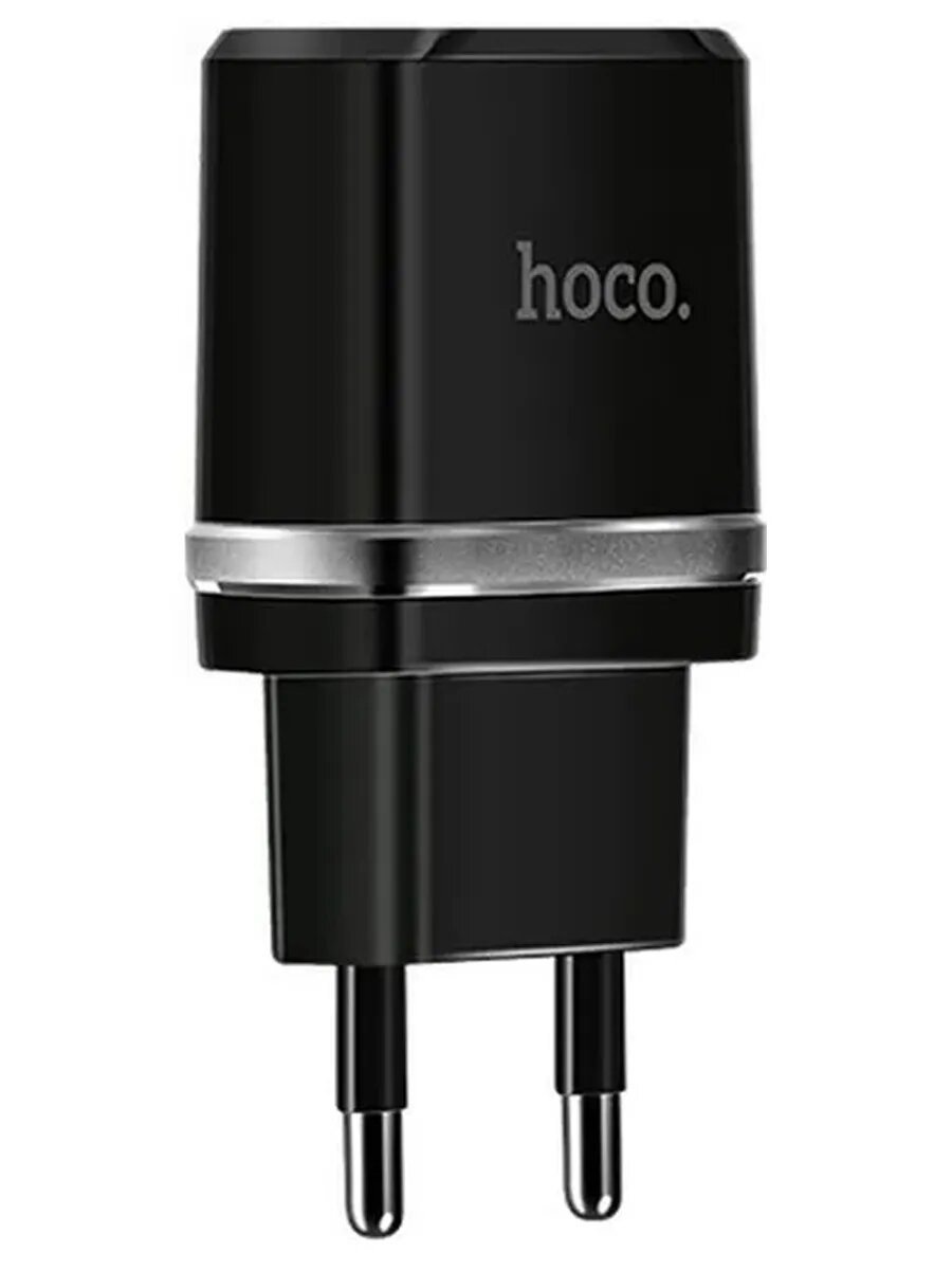 Сетевое зарядное устройство Hoco C12, 2USB, цвет черный (зарядка для iPhone, Android)