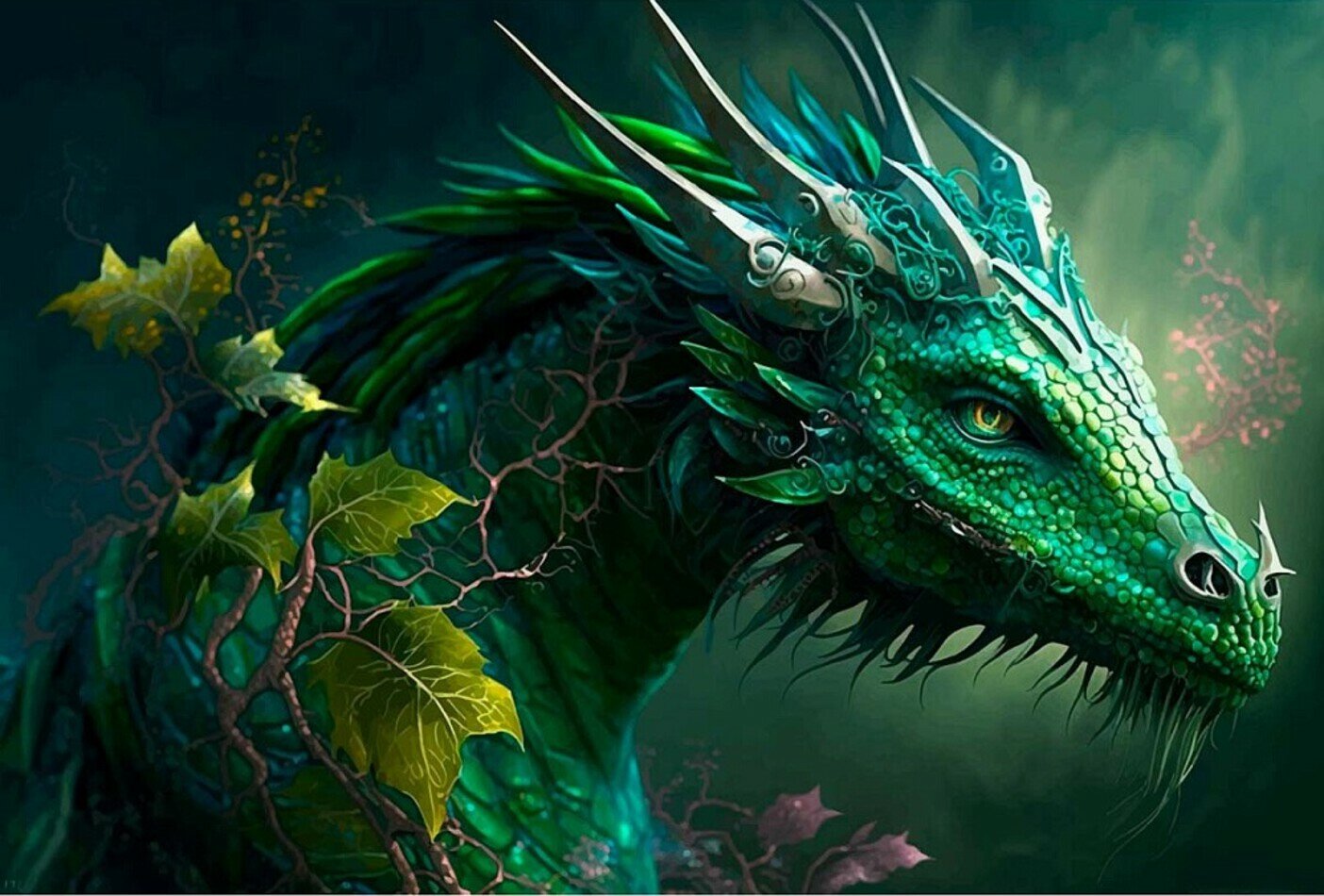 Алмазная мозаика без подрамника Рыжий Кот: Лесной дракон (полное заполнение), 30х40 см