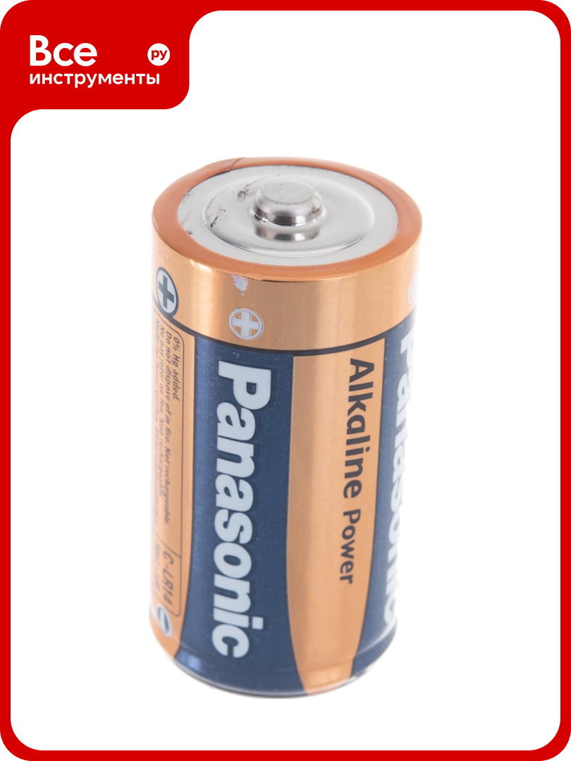 Щелочная батарейка LR14 C Alkaline 1.5В бл/2 Panasonic 5410853039242 алкалиновый тип для бытовой техники длительный