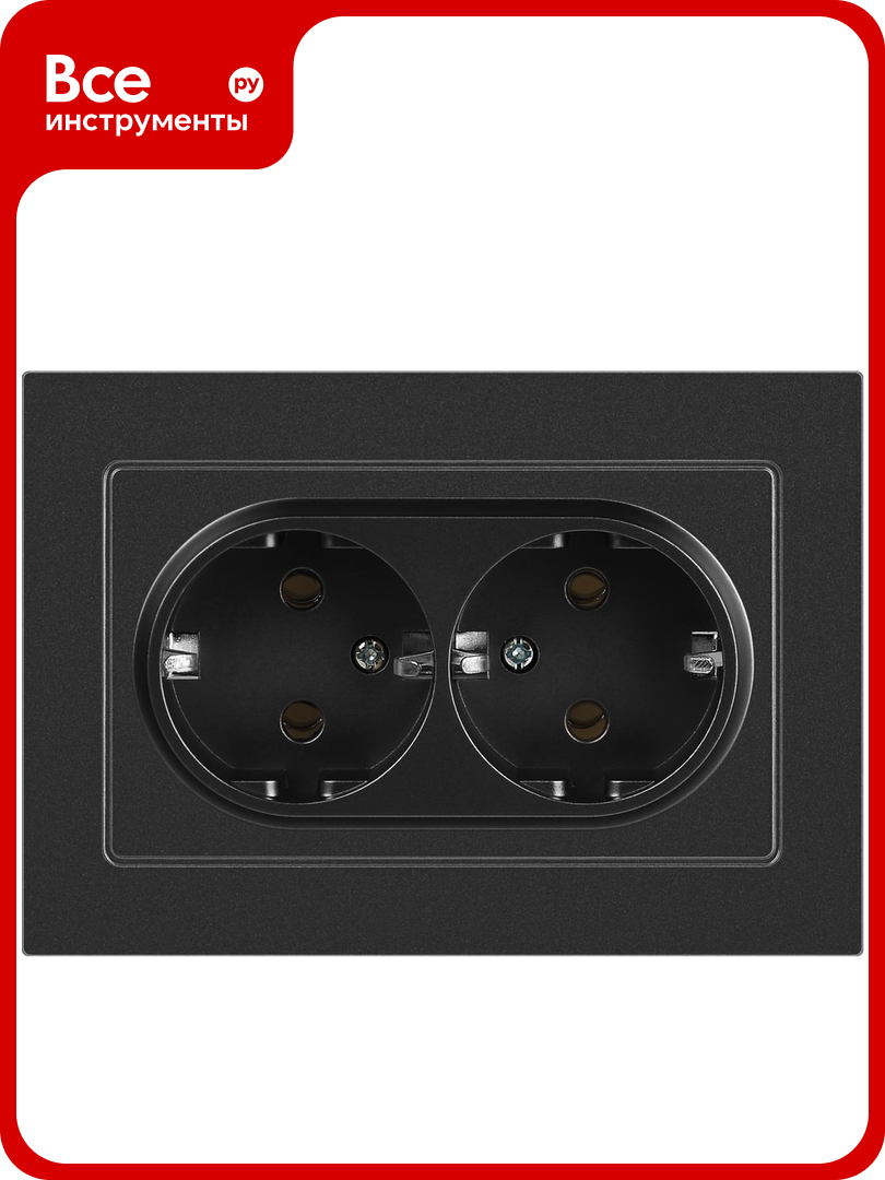 Розетка Intro Accent 620507, 2x2PE Schuko, 16А250В, IP20, скрытой установки, AL/CU, графит Б0063496