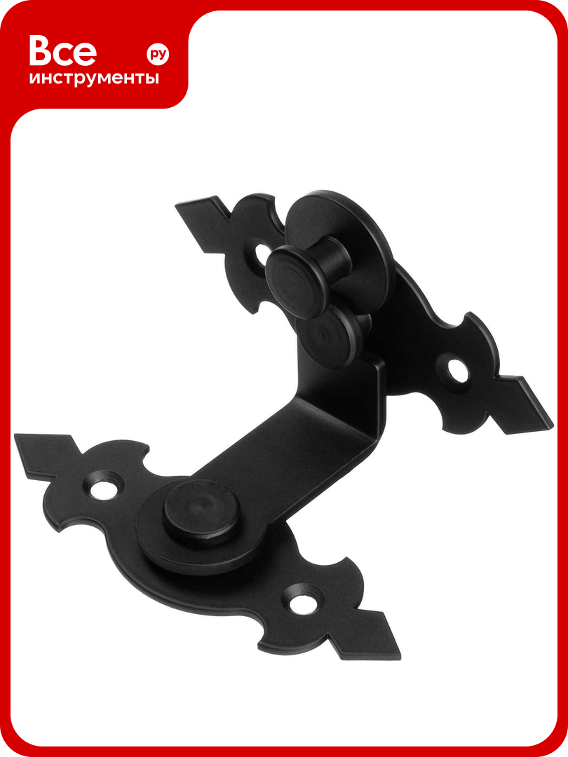 Щеколда дверная DOMART Готика (60/60) угловая, правая черный 4660046023799