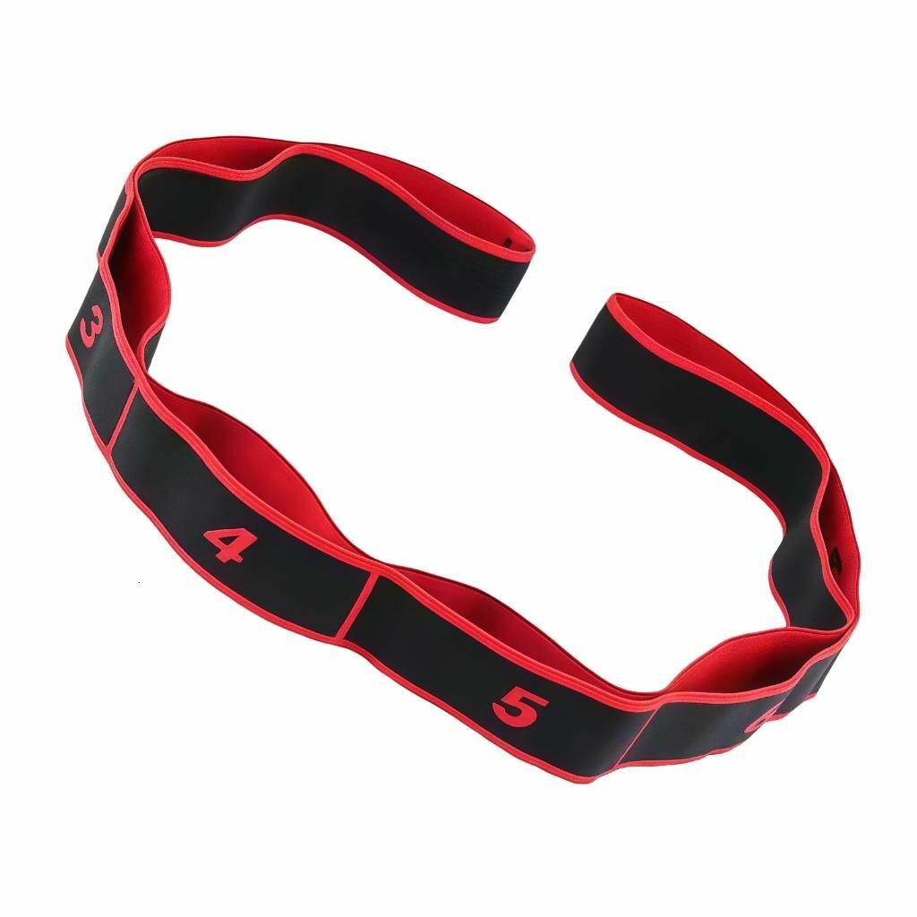 8-секционный эластичный ремень для йоги и растяжки, красный