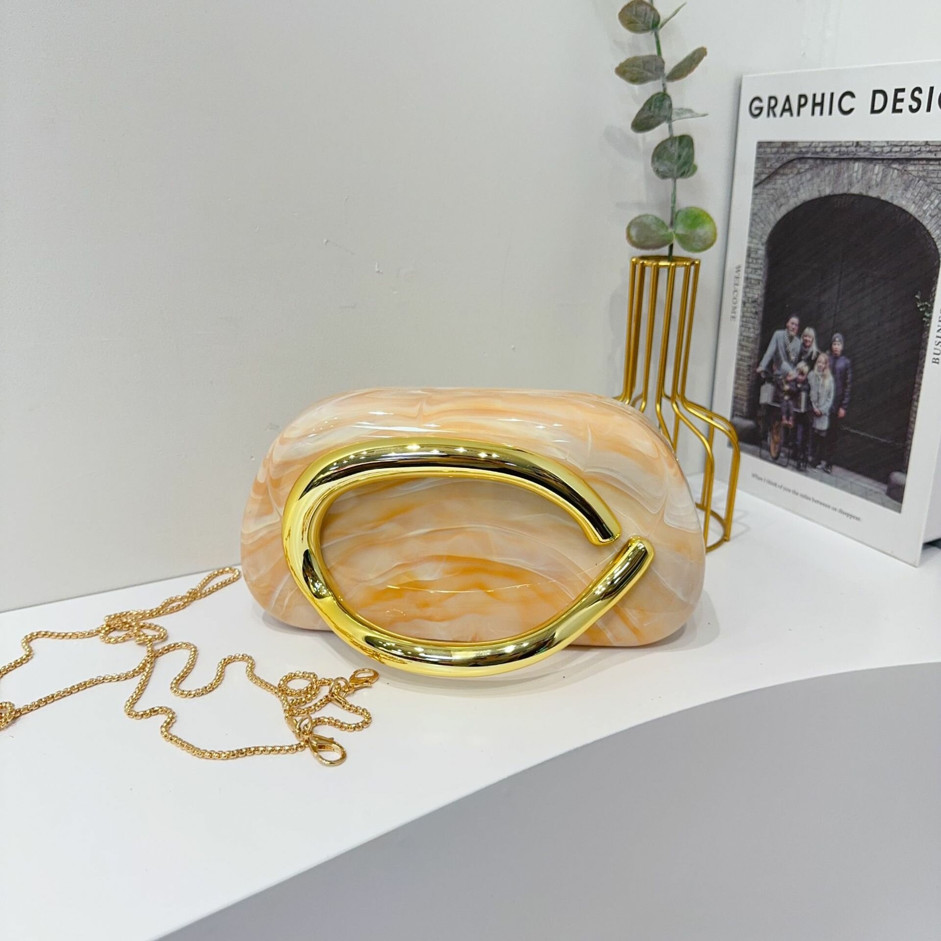 Классическая круглая сумка-клатч в европейском и американском стиле, вечерняя сумка из акрила, винтажная металлическая ручка, одно плечо, кроссбоди