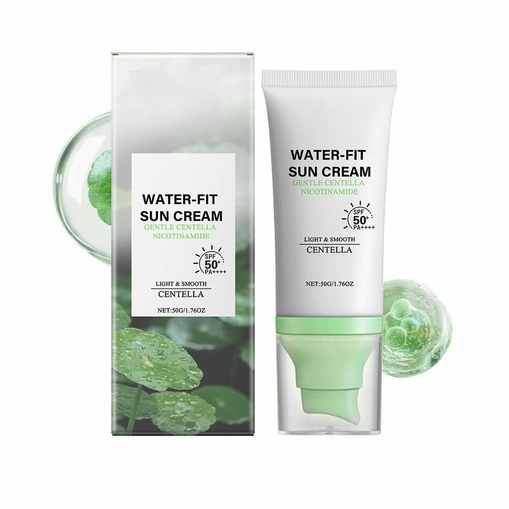 Увлажняющий солнцезащитный крем с центеллой SPF50+: УФ/ИК-барьер, сияние кожи 50 г,