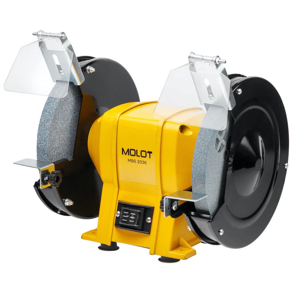 Станок точильный MOLOT MBG 2036, с приводом от двигателя, мощность 350 Вт