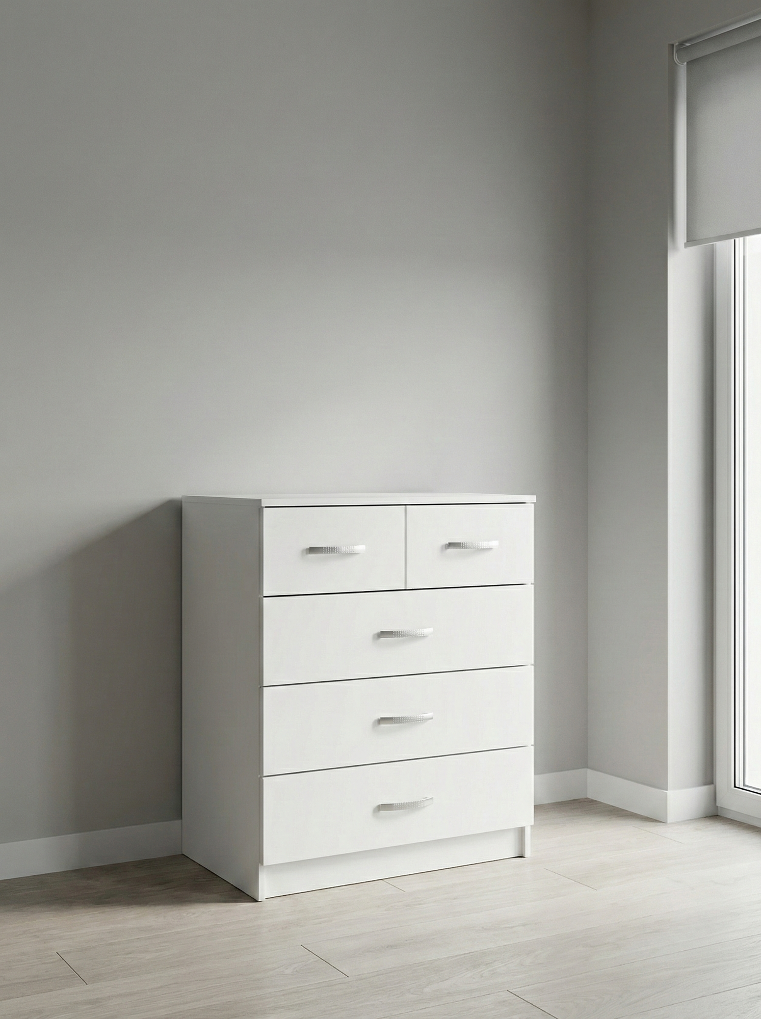 Комод Капри-12 с 5 ящиками и 5 ручками, ШхГхВ: 81х43х83 см, белый