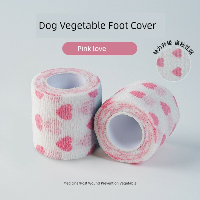 Бинт для лечения воспаления лап у собак, самоклеящийся, защита от вылизывания, эластичный. Розовый дизайн в форме