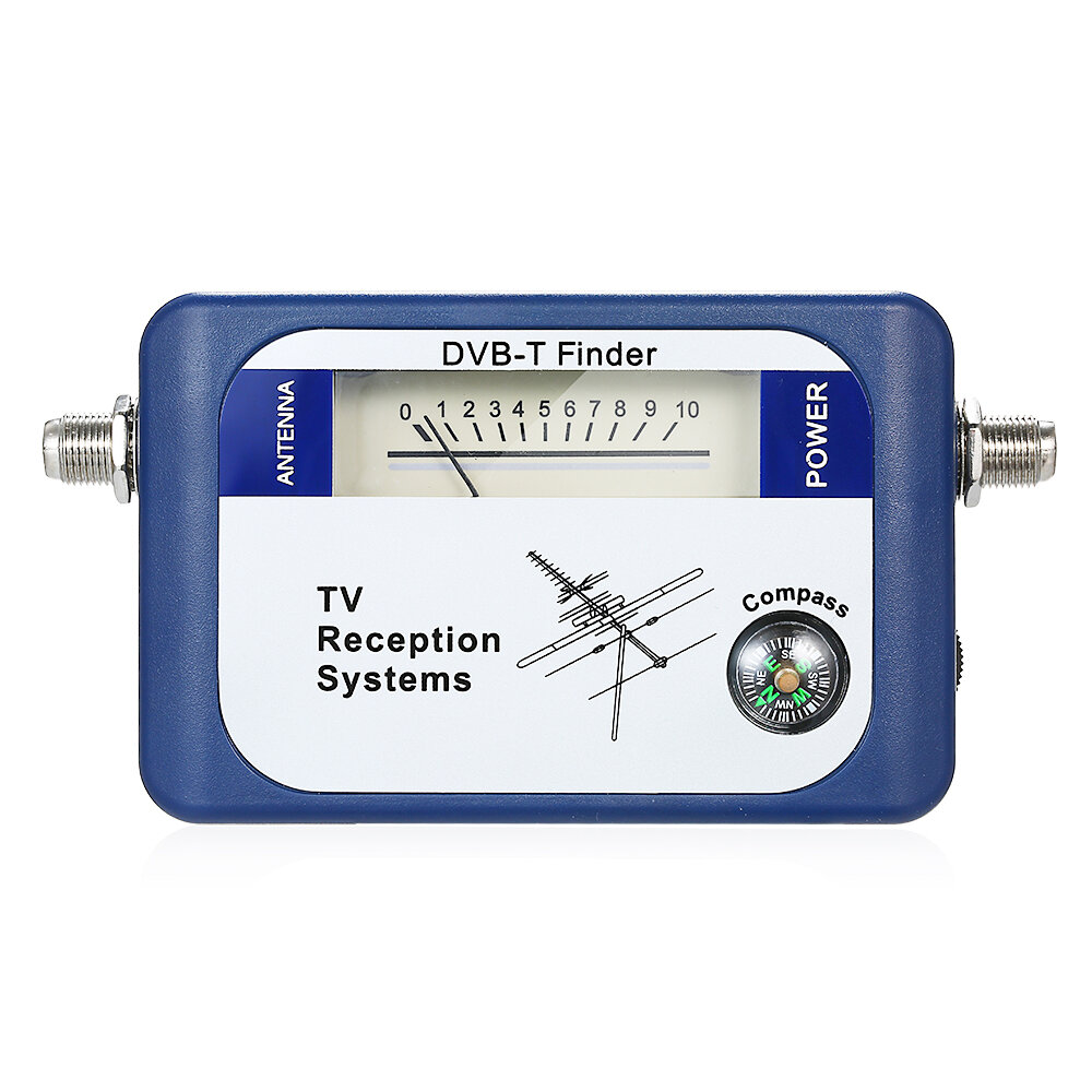 DVB-T цифровой прибор для поиска спутникового сигнала антенна наземного телевидения с компасом системы приема телевидения, синий цвет, материал пластик, частотный диапазон 170-860MHz, входной диапазон уровней 65-95dBuv, импеданс 75Ω, потеря вставки