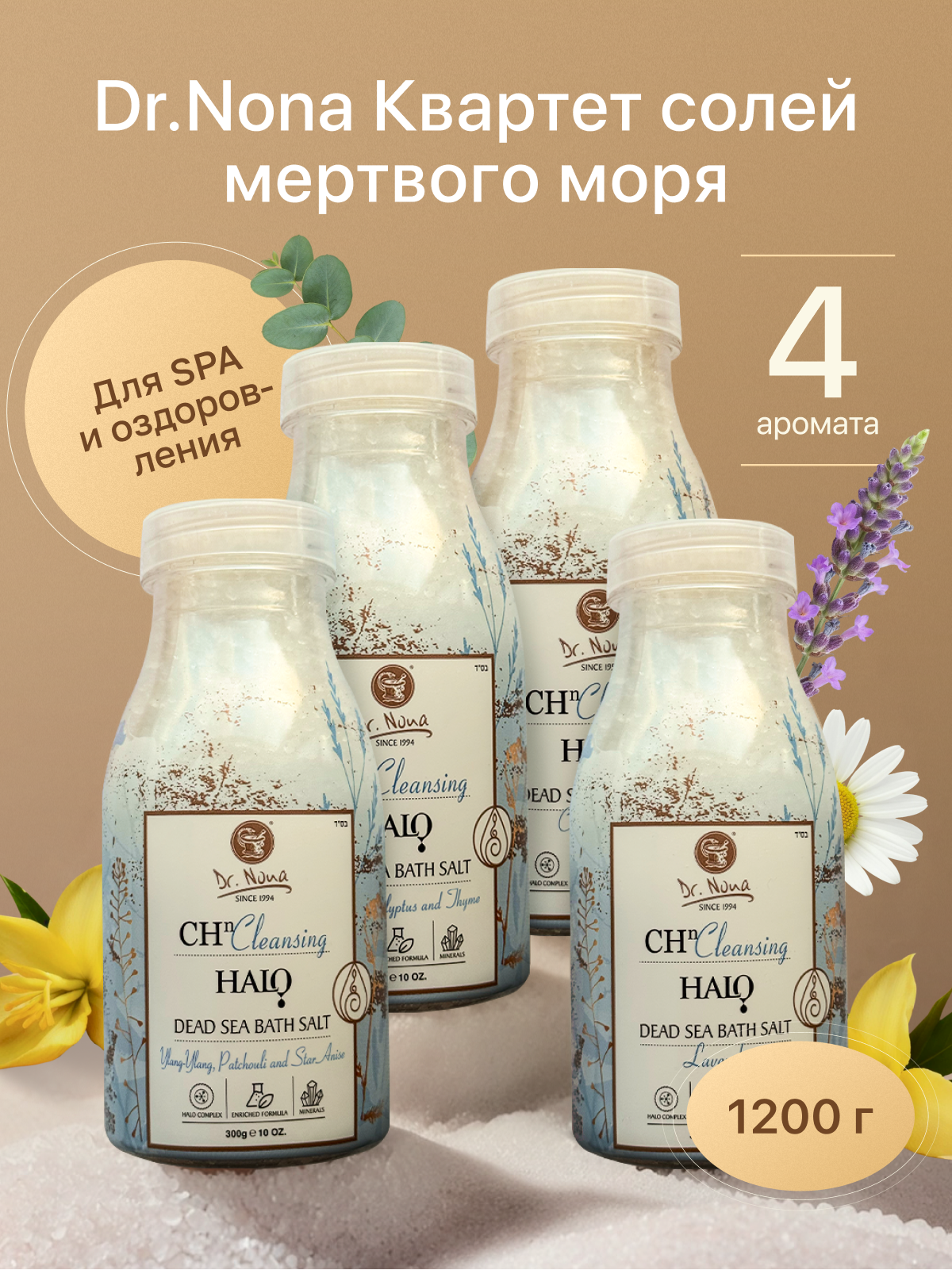 Dr.Nona Квартет солей Мертвого моря для ванны