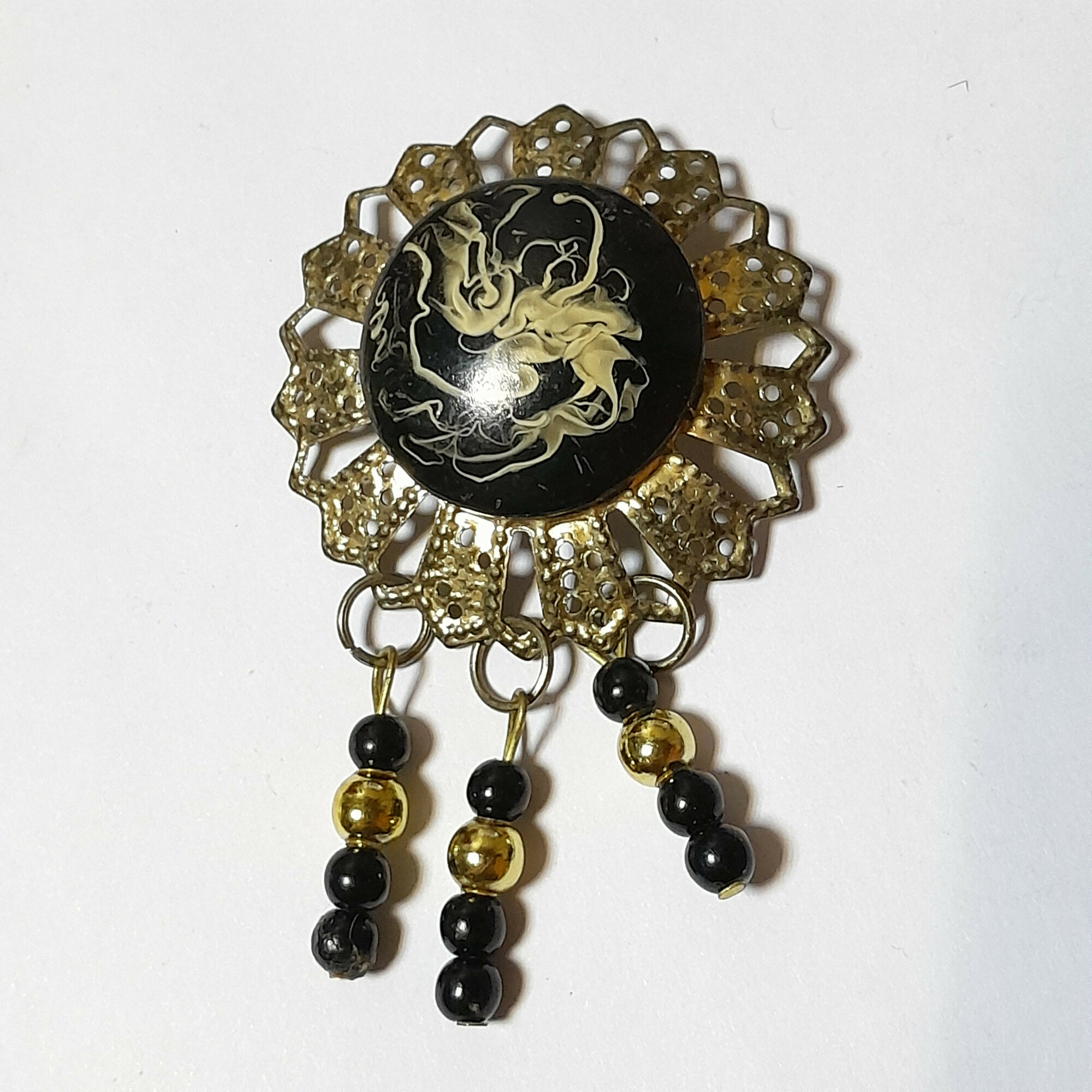 Брошь - бижутерия, 5х7.5 см, винтаж, СССР.