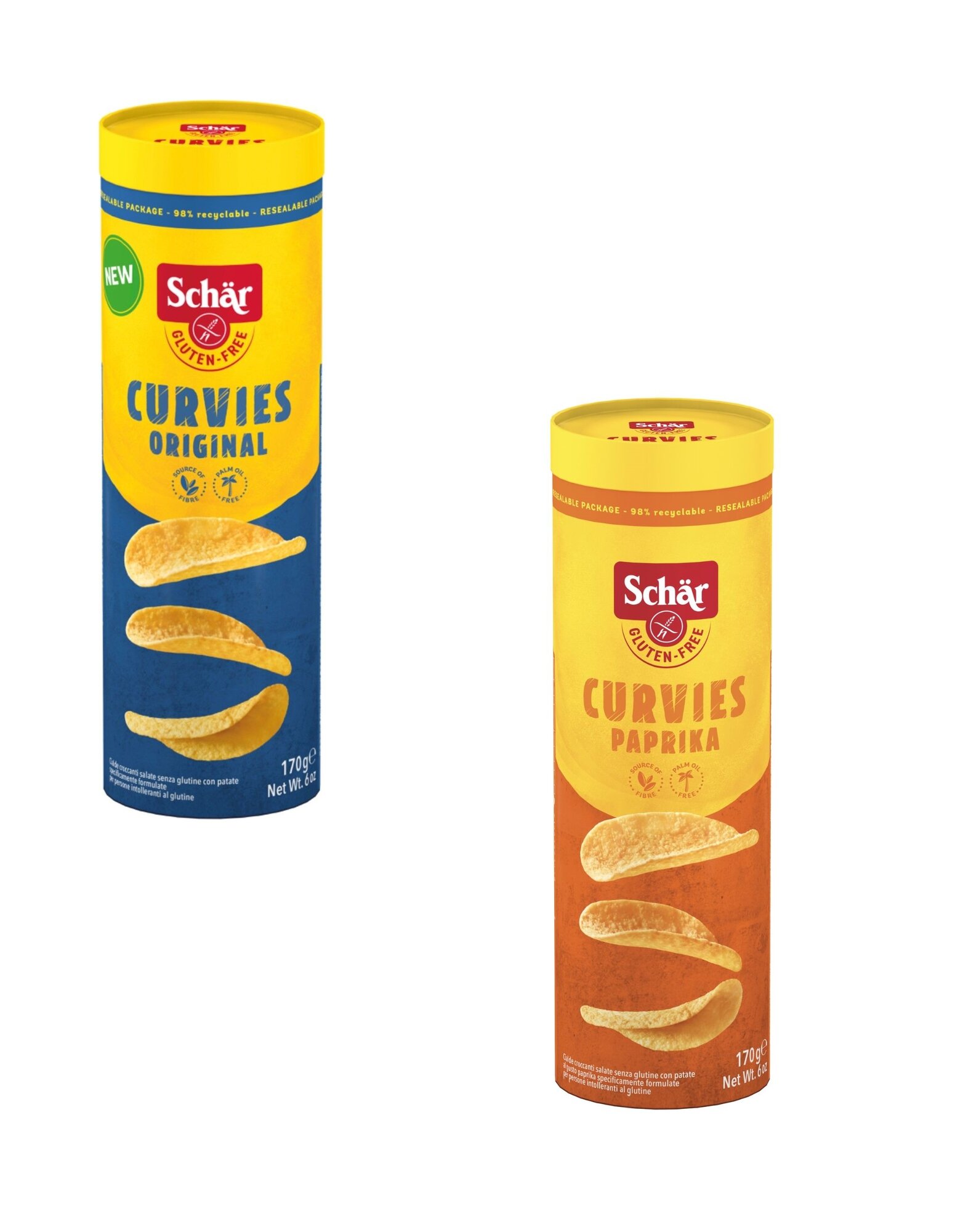 Чипсы экструдированные Curvies Ассорти т. м. DR.Schar без глютена, 2 шт по 170 г