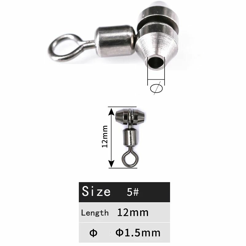 10 шт. Тройные вертлюги для рыбалки с подшипником, прочные стальные карабины с вращающимся кольцом, оснастка для спиннинга