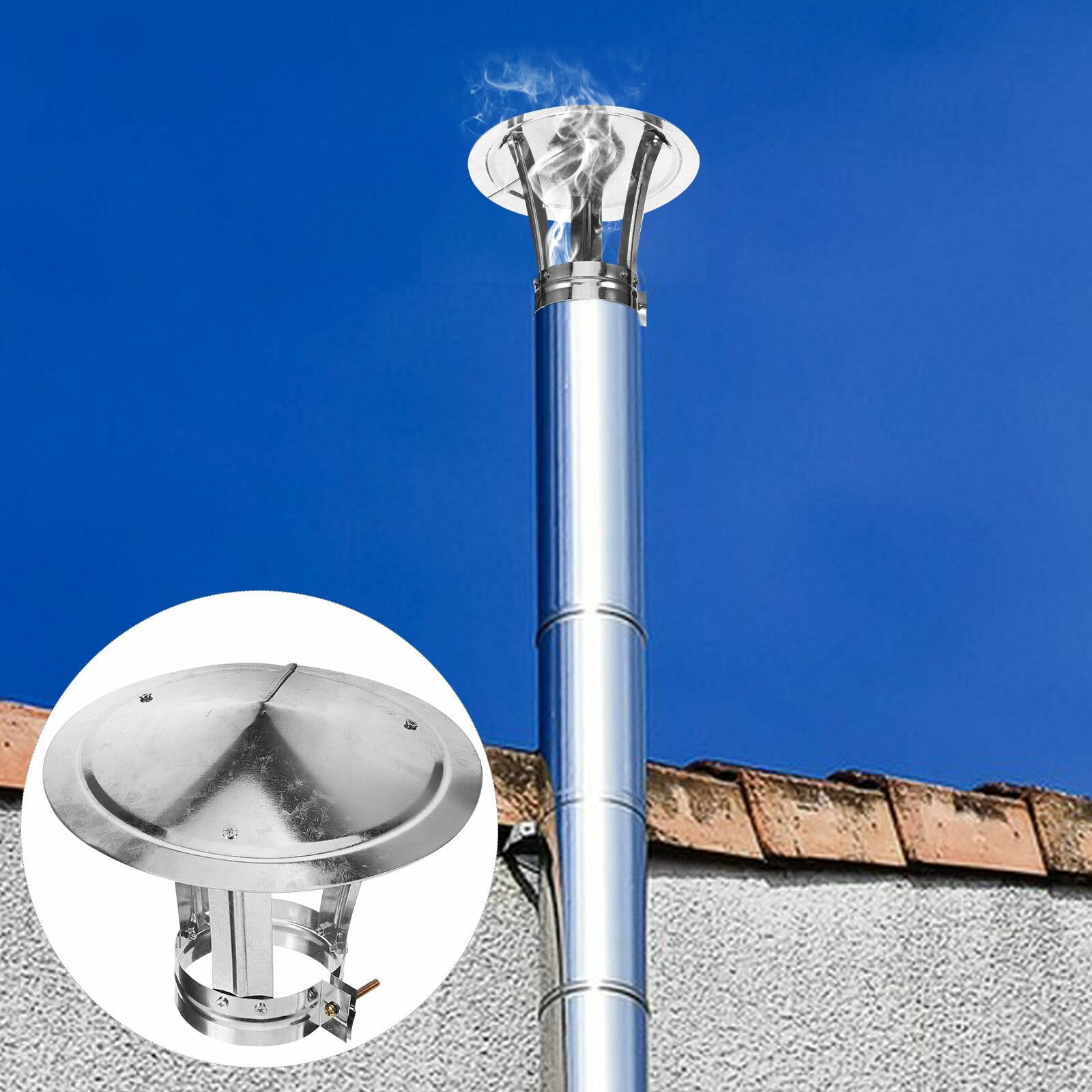 Чехол для дымовой трубы, Из железа, Защита от непогоды, 1 Штука