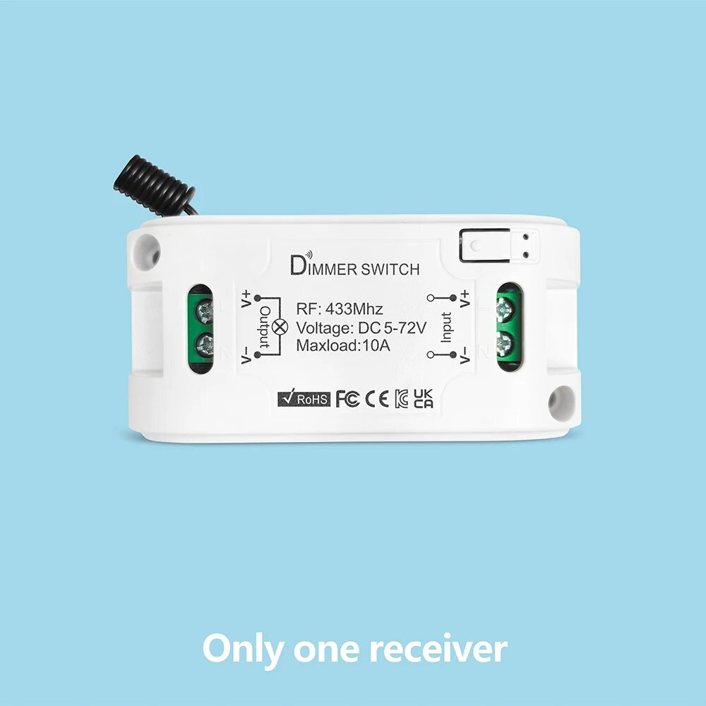 Диммер RF 433 МГц, DC 5-72V, 10A, 1Receiver