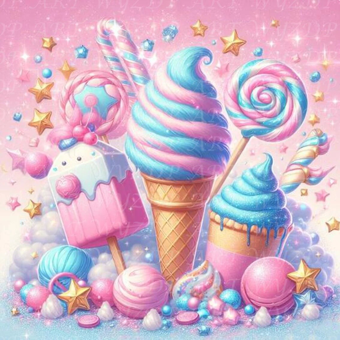 Алмазная живопись «Пончик» 5D Fairy Dust 40x40cm FD Square, WYZ20240709-L