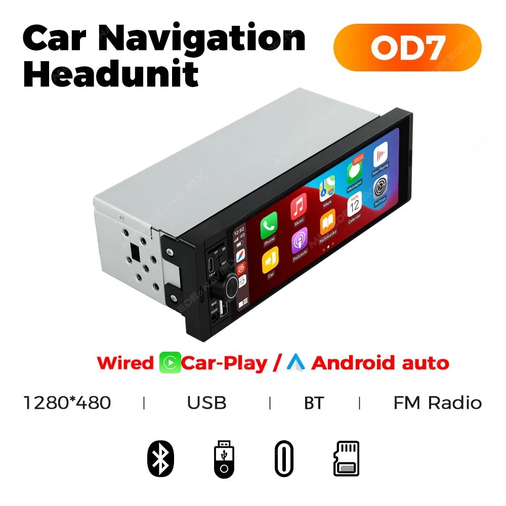 Car Navigation Headunit OD7, 1280*480, USB, BT, FM Radio