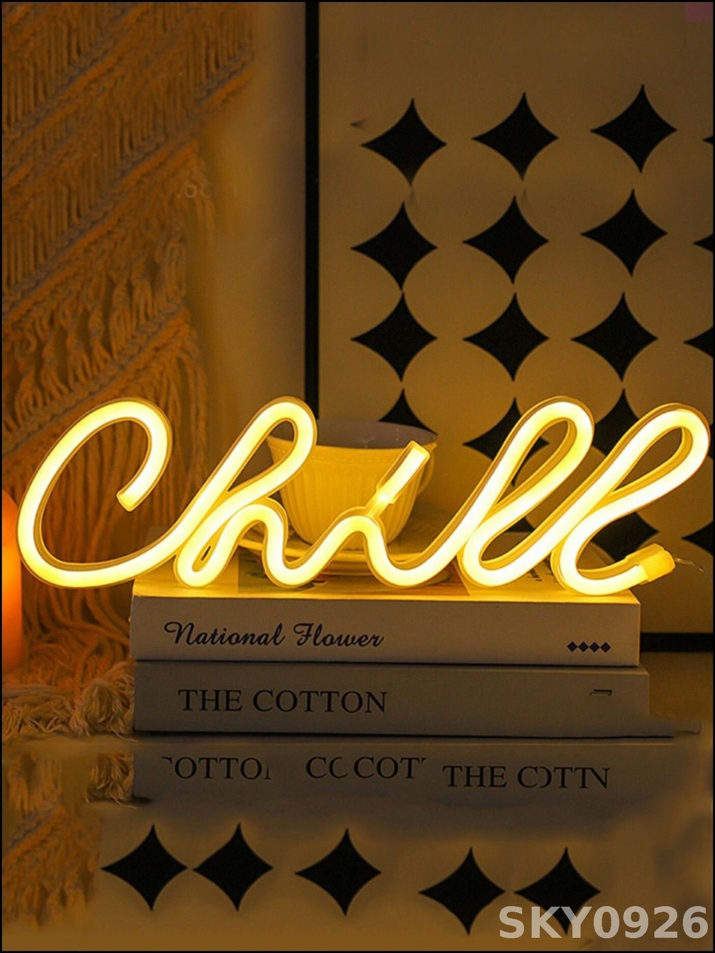 Неоновая светодиодная вывеска Chill с питанием от USB или батареек для украшения гостиной и праздников