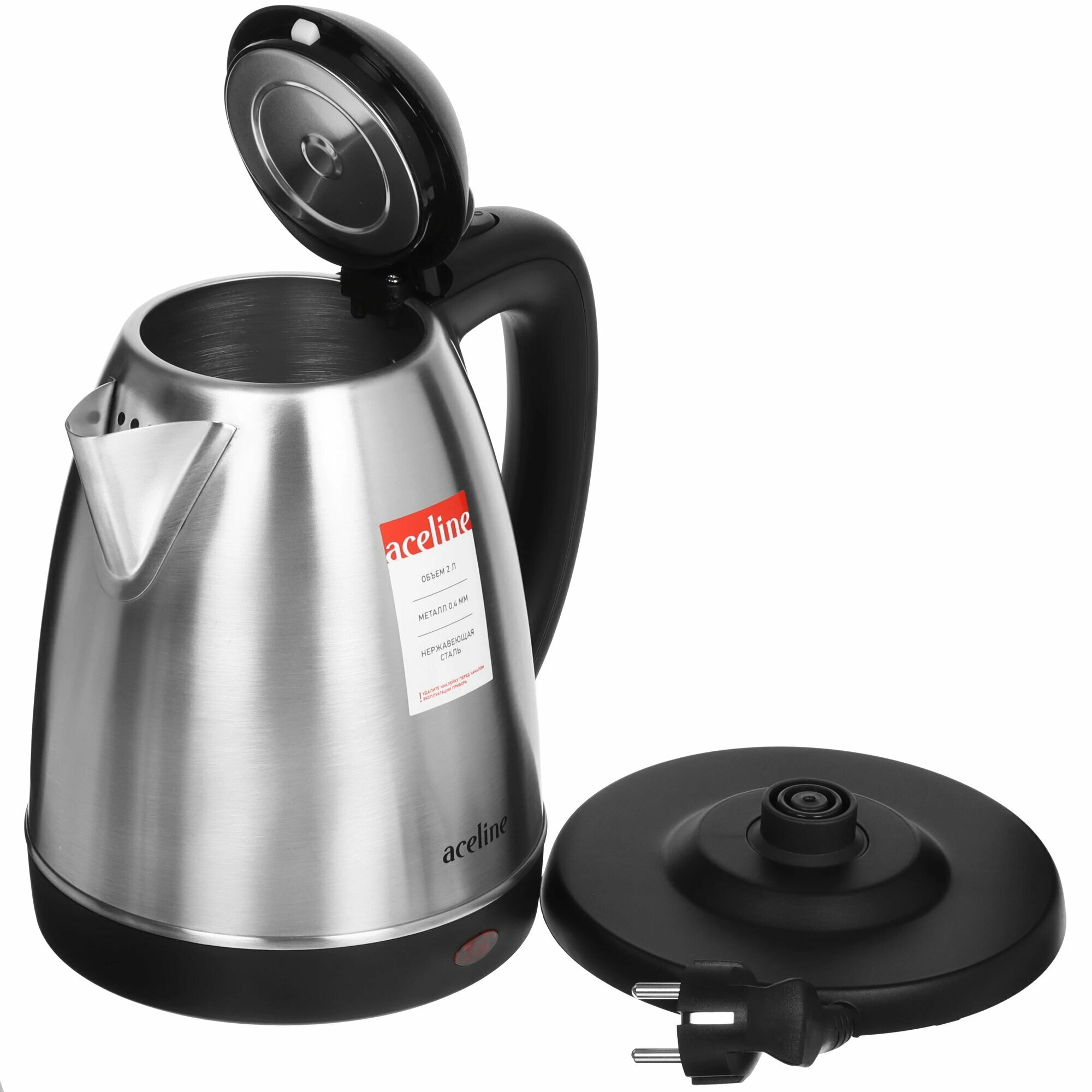 Электрочайник Aceline "318S", серебристый, металлический корпус