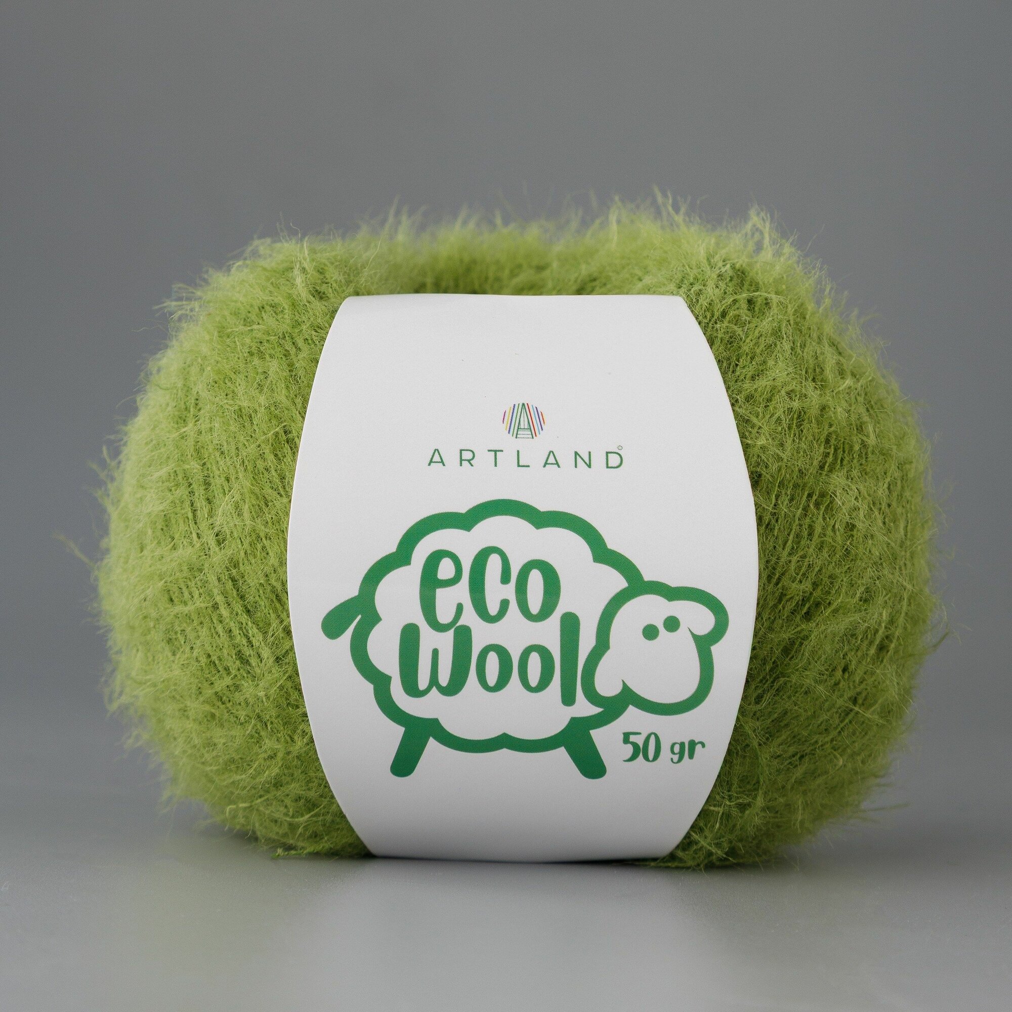 Пряжа для вязания Eco Wool Artland 2 мотка (380 м, 50 гр), цвет 50 зеленый