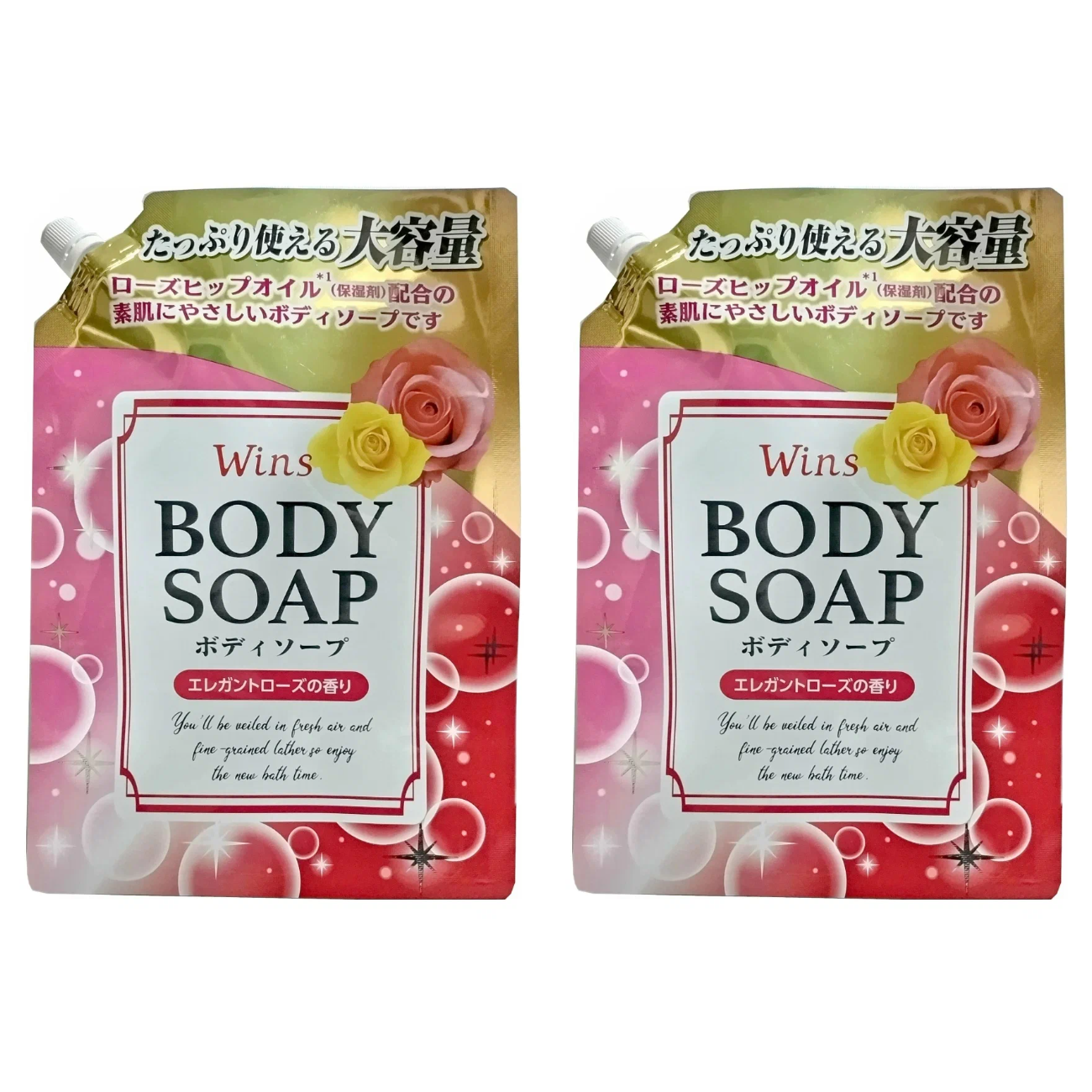 Крем-мыло Nihon для тела Wins Body Soap Rose, с розовым маслом и богатым ароматом, 900 г, 2шт