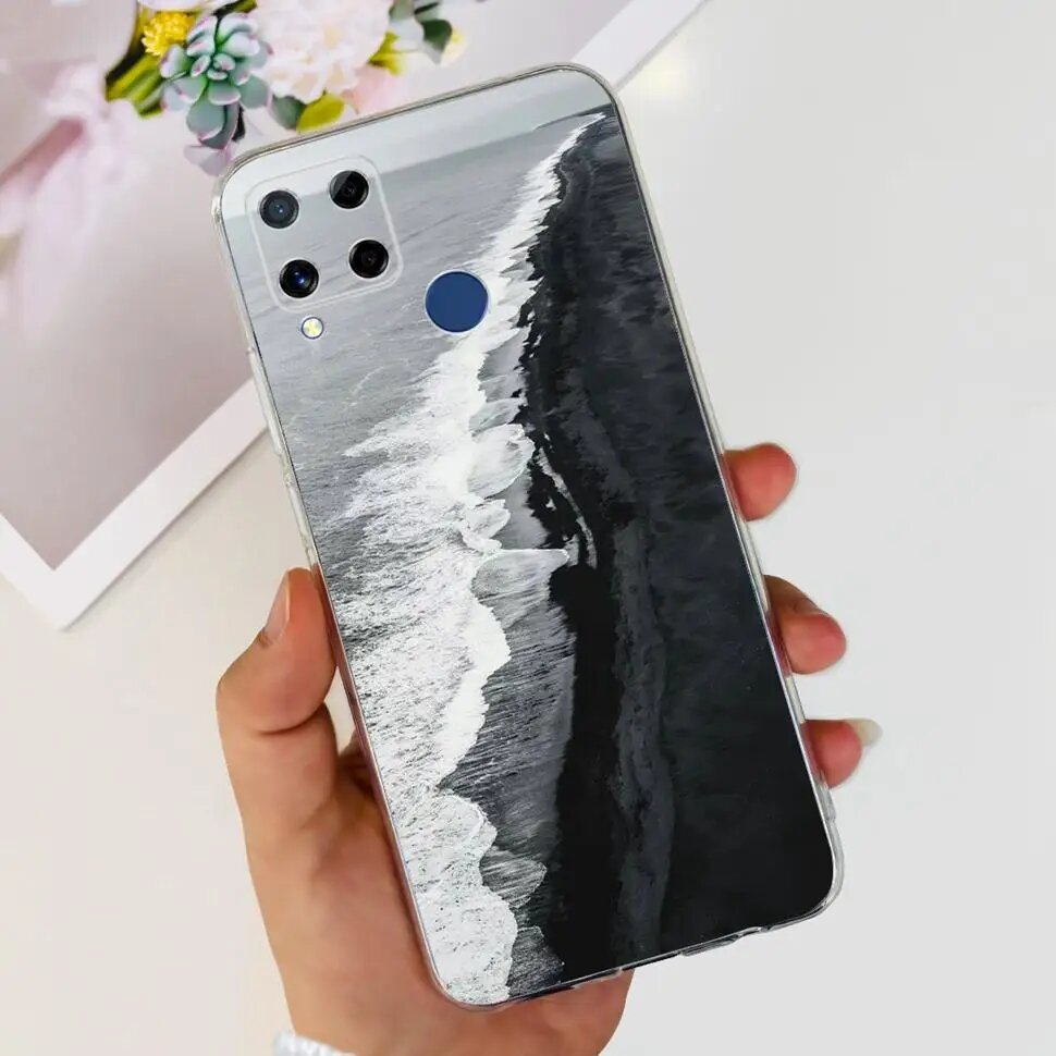 Чехол для Realme C15 4G RMX2180, новый модный окрашенный чехол, мягкий силиконовый чехол для телефона Realme C 15 12 C15 C12, задняя крышка