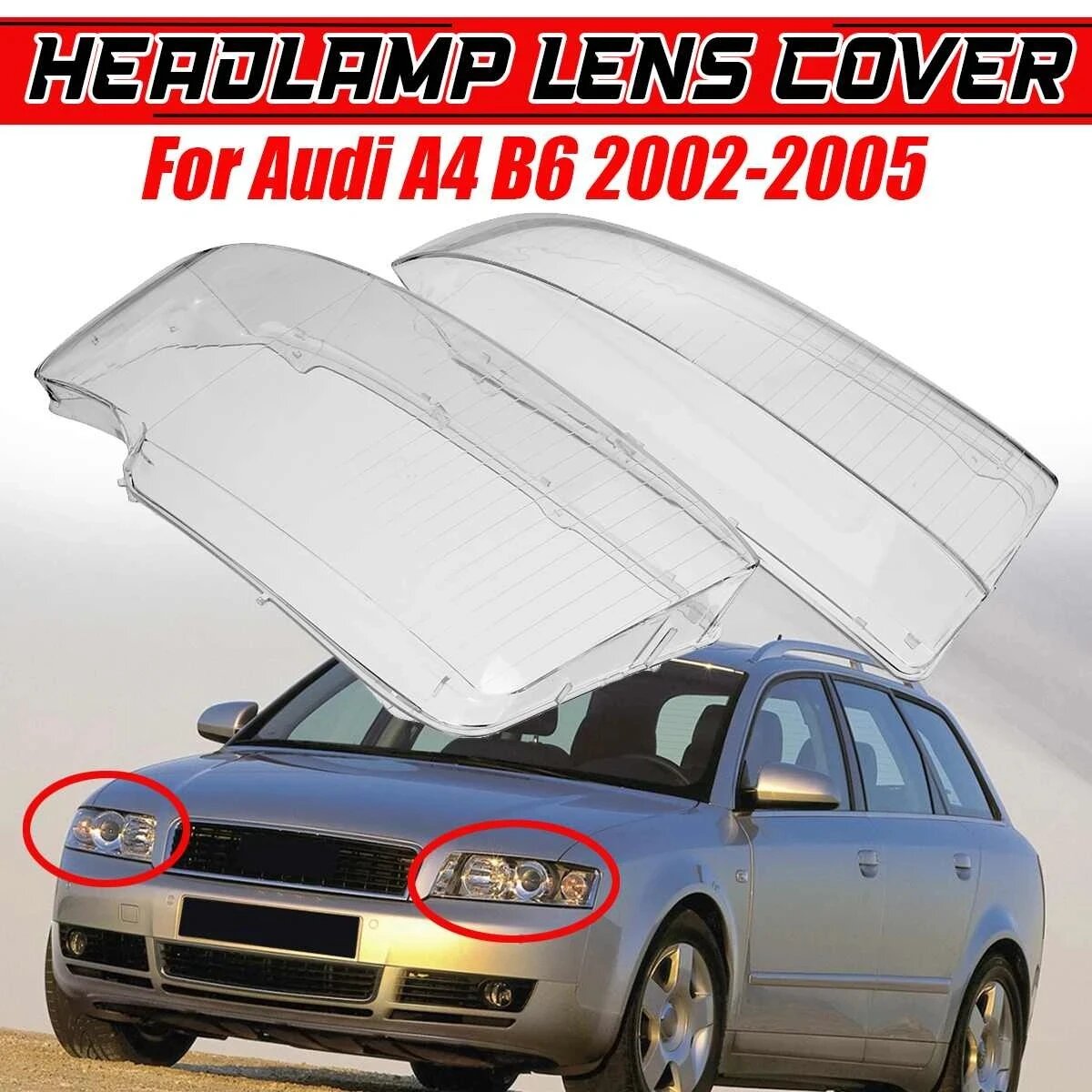 Крышка для линз передних фар для Audi A4 B6 2002 2003 2004 2005 прозрачный абажур Прозрачный чехол для автомобильной фары