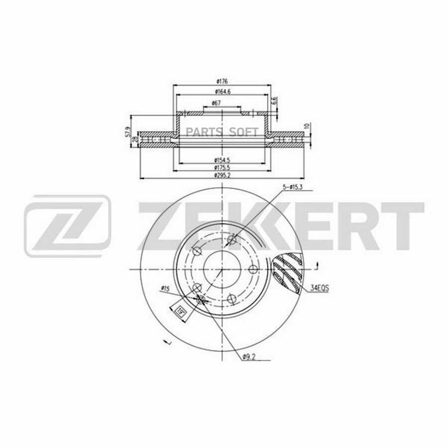 ZEKKERT BS-5853 Диск торм. перед. MB C-Class (204) 07- E-Class (207 212) 09- SLK (172) 11-