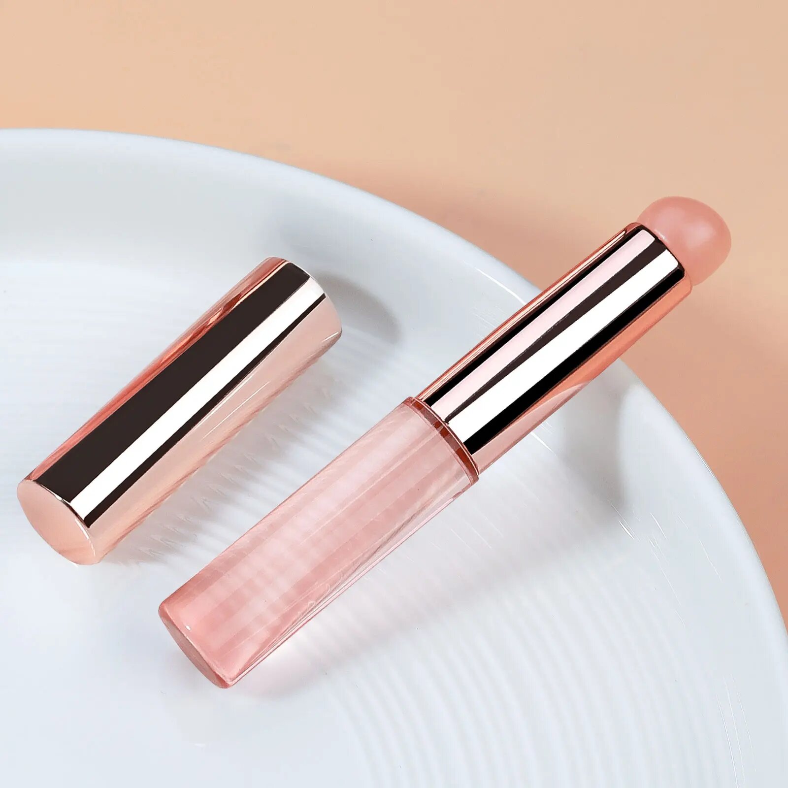 Силиконовая кисть для нейл-арта зеркальный эффект Transparent Pink