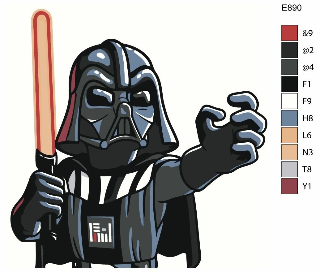 Детская Картина по номерам E890 "Фильм Star Wars (Звёздные войны). Дарт Вейдер" 30x30