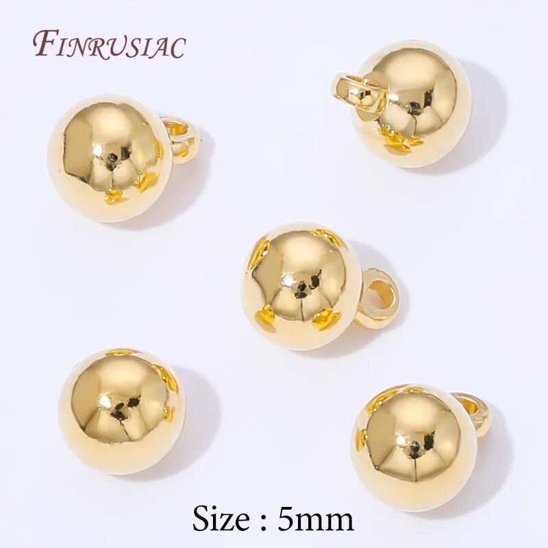 Подвески шарики латунные позолота 18K, 5 шт, 5 мм
