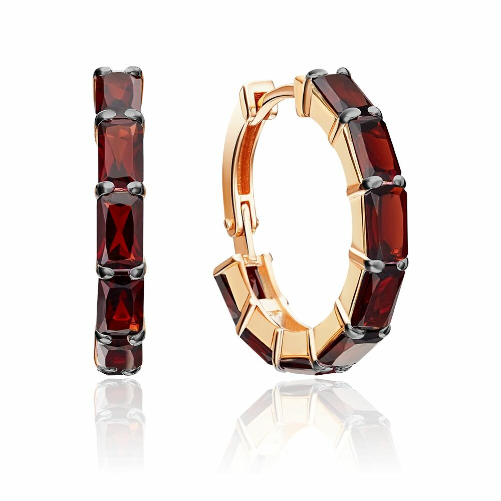 Серьги, красное золото, 585 проба, гранат