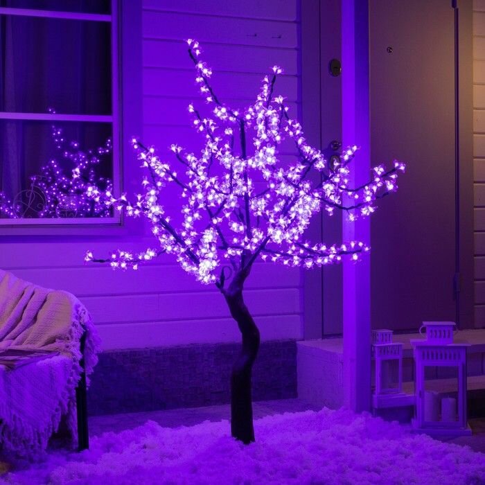 Светодиодное дерево Сакура 1.5 м, 540 LED, постоянное свечение, 220 В, свечение фиолетовое