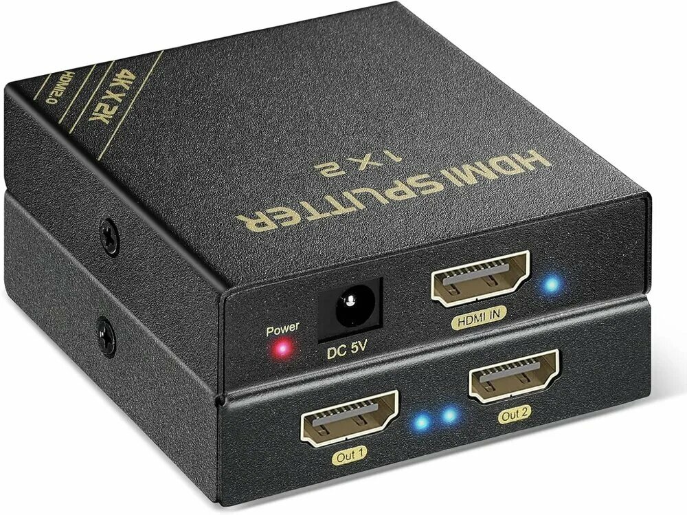 HDMI-сплиттер 1 вход 2 выхода 60 Гц - HDCP Bypass 2.3, HDR, Dolby/DTS 5.1/7.1 - Совместим с Firestick 4k Max, PS3/PS5 и Elgato HD60s/x/Pro, Apple TV 4K, Retrotink, Roku Stick, НЕ для телефона