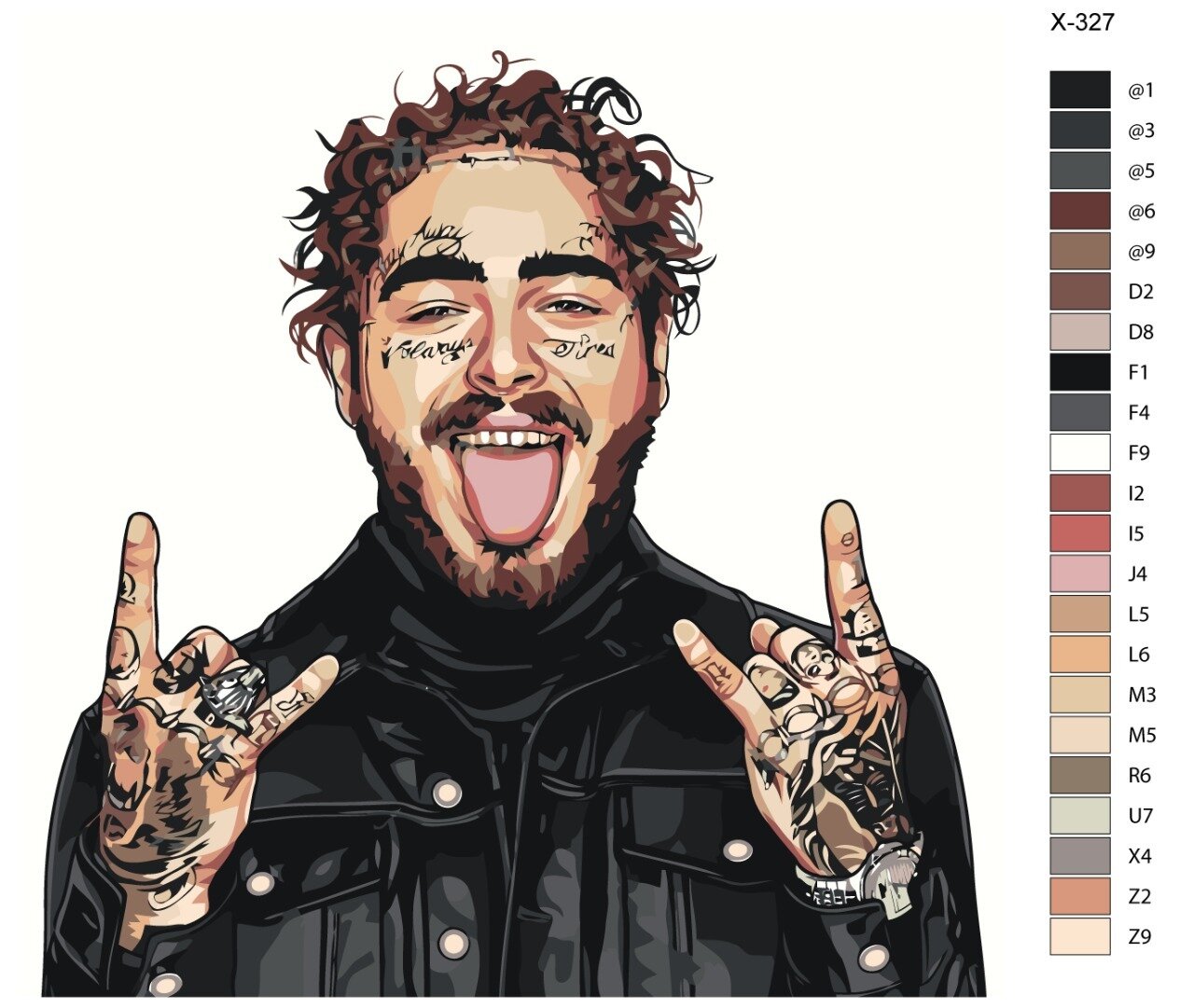 Картина по номерам X-327 "Пост Малон (Post Malone)" 70x70