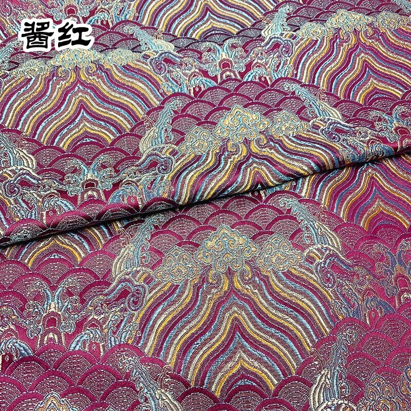 Винтажная атласная жаккардовая ткань SMTA 100% полиэстер 50х150 см 100cm x 150cm, hzfz031