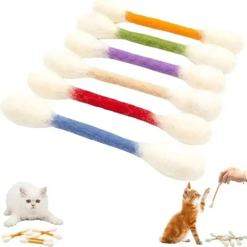 Игрушки для кошек в виде ватных палочек, 6 шт.