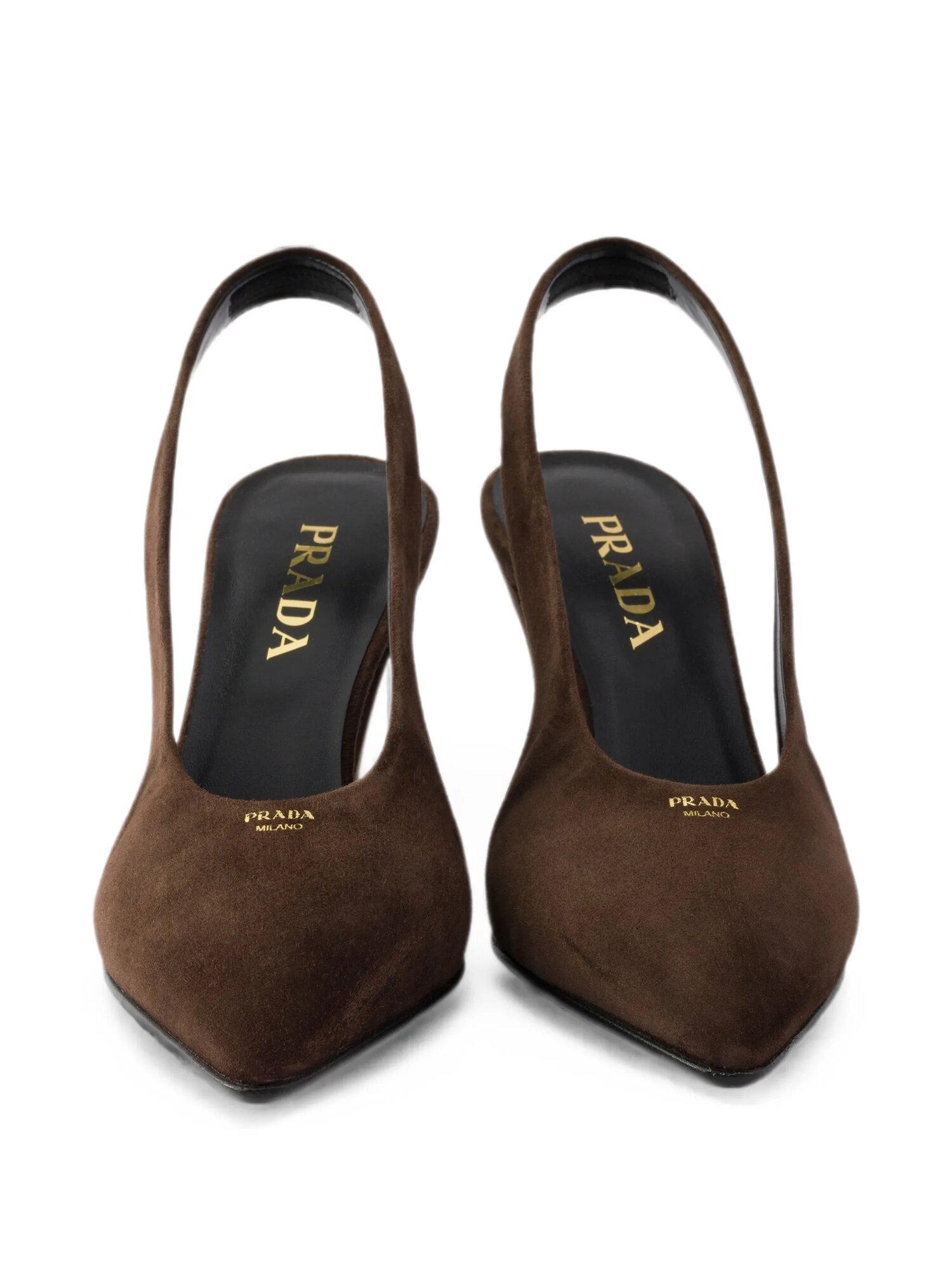 Туфли Prada Suede leather slingback pumps, размер 39.5 EU, коричневый — фото 1