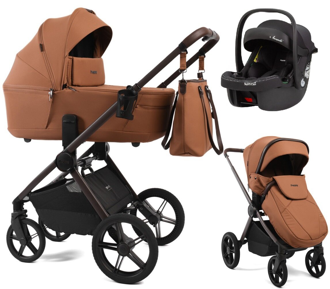 Коляска 3 в 1 Peppy Monaco Thermo Biscuit с автолюлькой, термолюлька прогулочная