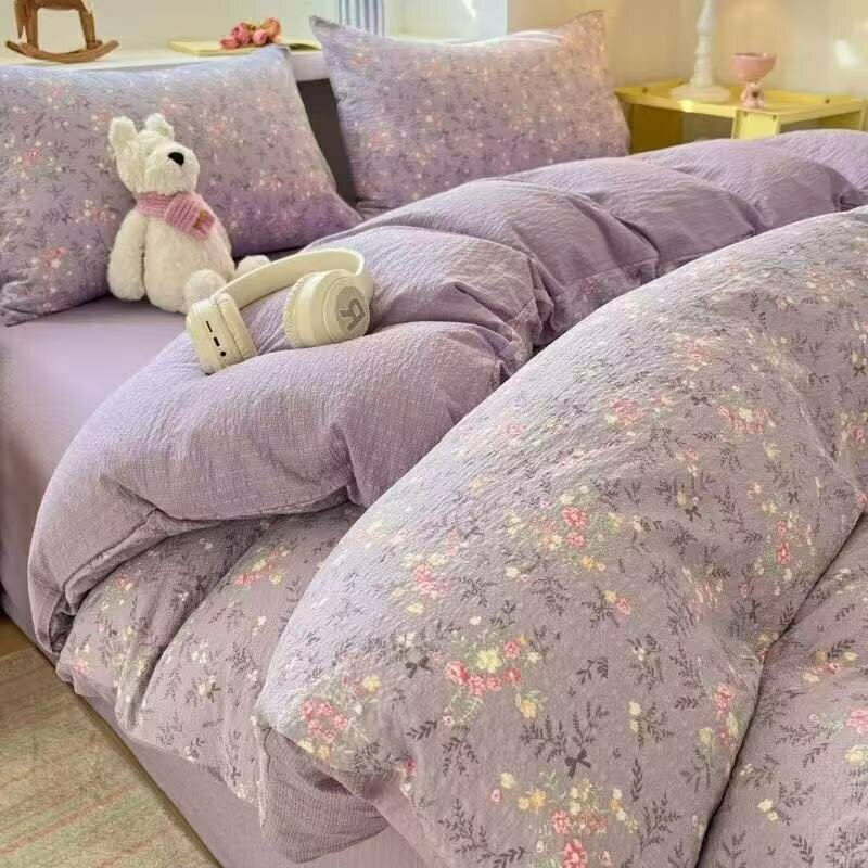 Комплект постельного белья Butterfly-Textile "Вишня", 4 предмета, хлопок, активный принт，180*220cm, фиолетовый