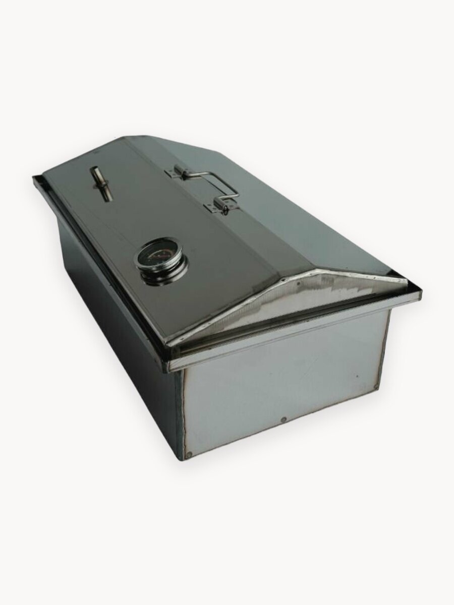 Коптильня горячего копчения Про Отдых, с термометром домашняя , сталь 1.5 мм ( для копчения рыбы, мяса, сала и овощей)