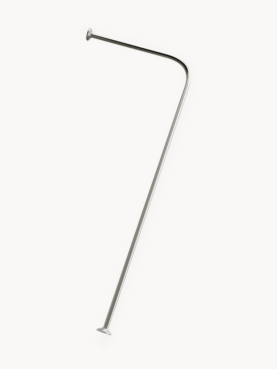 Карниз для ванной 160 х 70 см угловой Г образный усиленный штанга 20 мм нержавеющая сталь (штанга для шторы в душ)