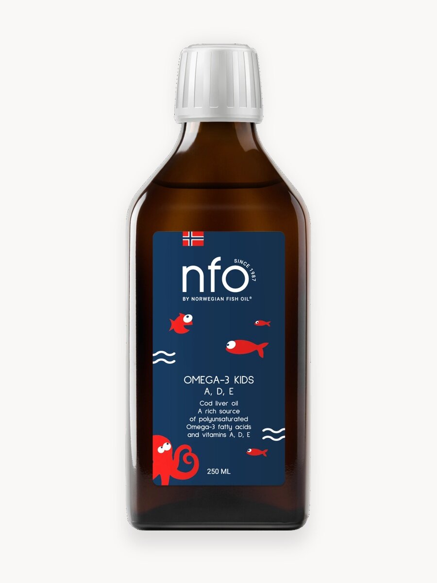 NFO Жидкая Омега-3 для детей и взрослых с печенью трески, 1080 мг ПНЖК в порции