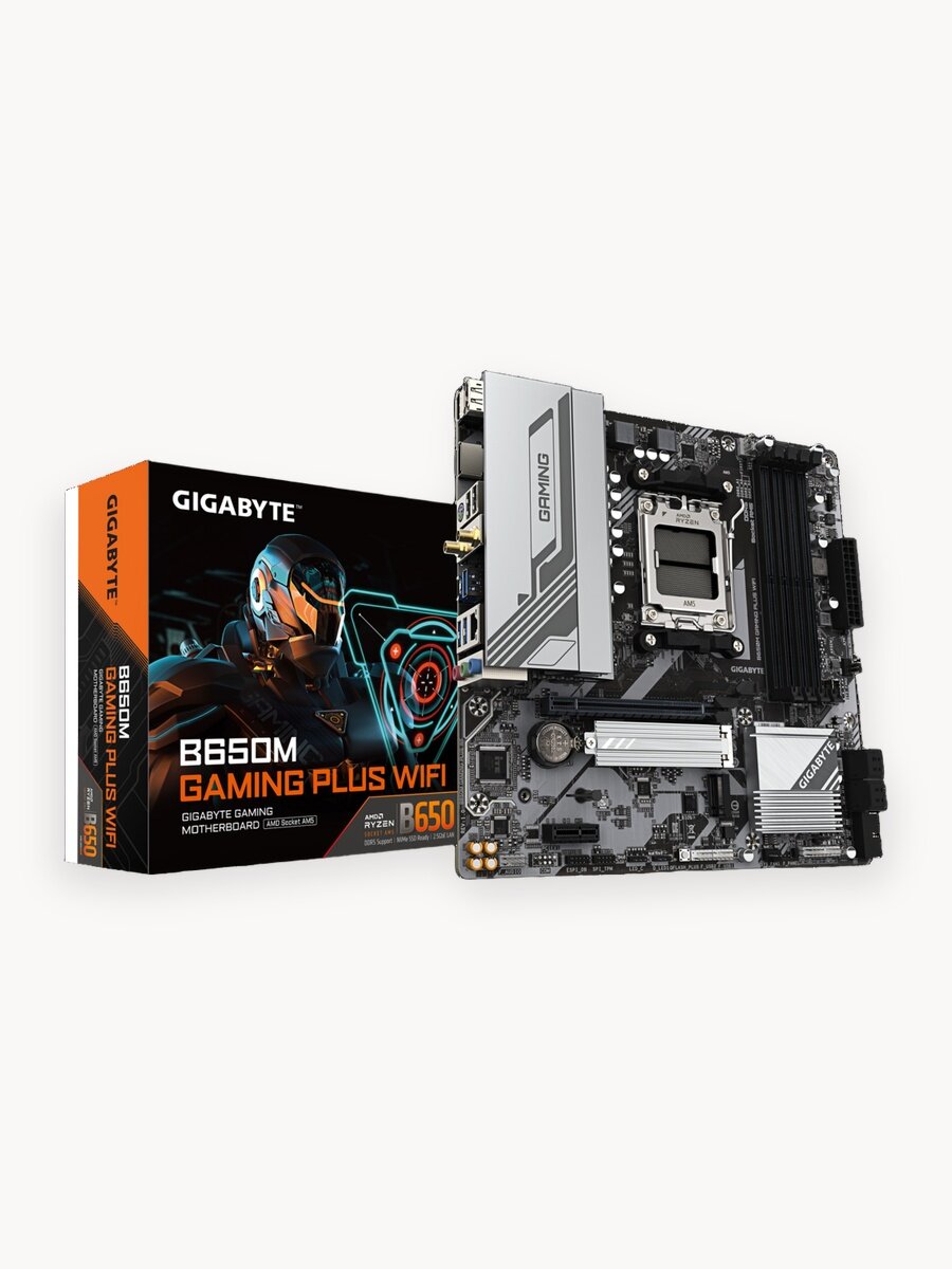 Материнская плата Gigabyte B650M GAMING PLUS WIFI, AM5, AMD B650, Micro-ATX, RTL (B650M GAMING PLUS WIFI_Gigabyte)