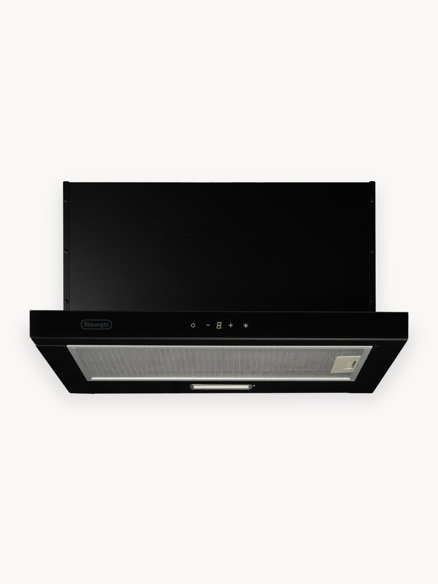 Вытяжка для кухни встраиваемая DeLonghi KT-TIARA 612NB, 60 см, черная, кухонная вытяжка встраиваемая, вытяжка на кухню