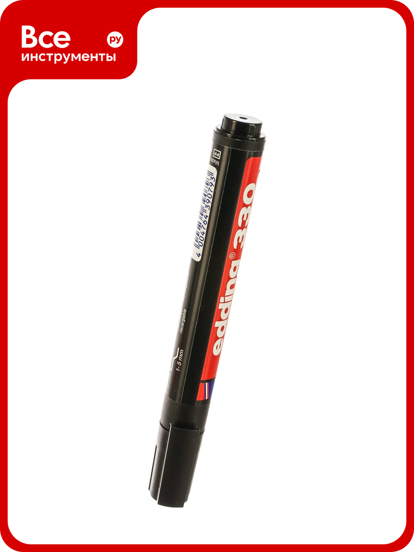 Перманентный маркер, черный, клиновидный наконечникм Edding