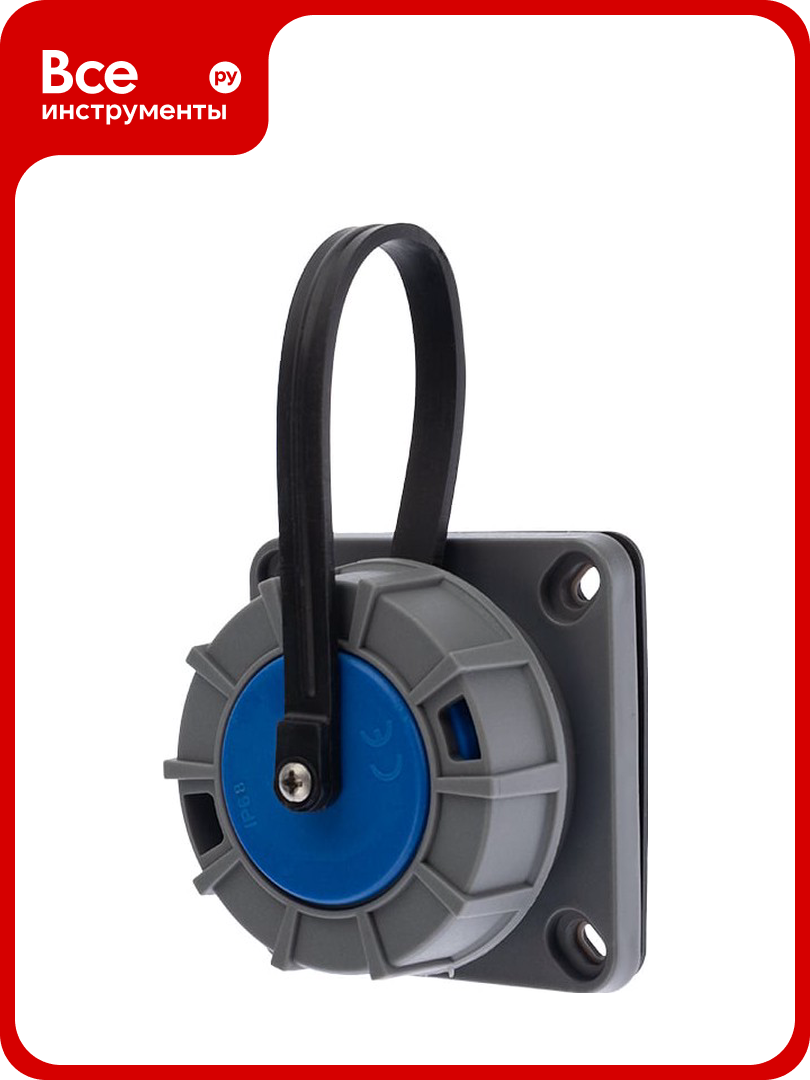 Настенная влагозащищенная розетка REXANT с крышкой 16 А, 2Р+РЕ, IP68, 250 В, пластик, серый/синий цвет, заземление