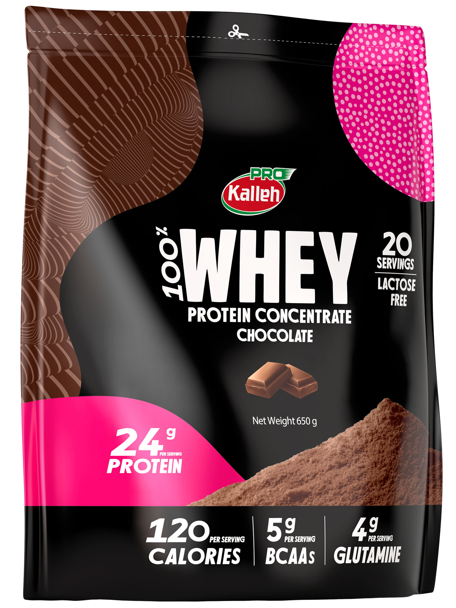 Концентрат сывороточного белка, протеин Kalleh PRO 100% Whey Protein Concentrate - 650 г, шоколад